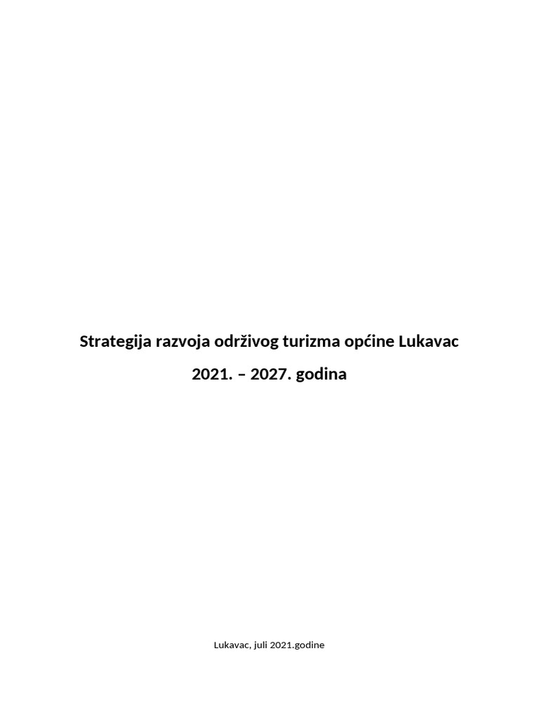 Strategija Razvoja Turizma Grada Lukavac | PDF