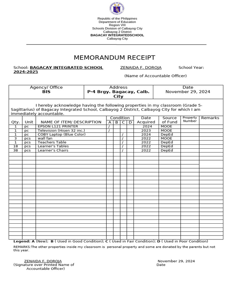 Classroom Inventory Pdf Office Equipment Office Work