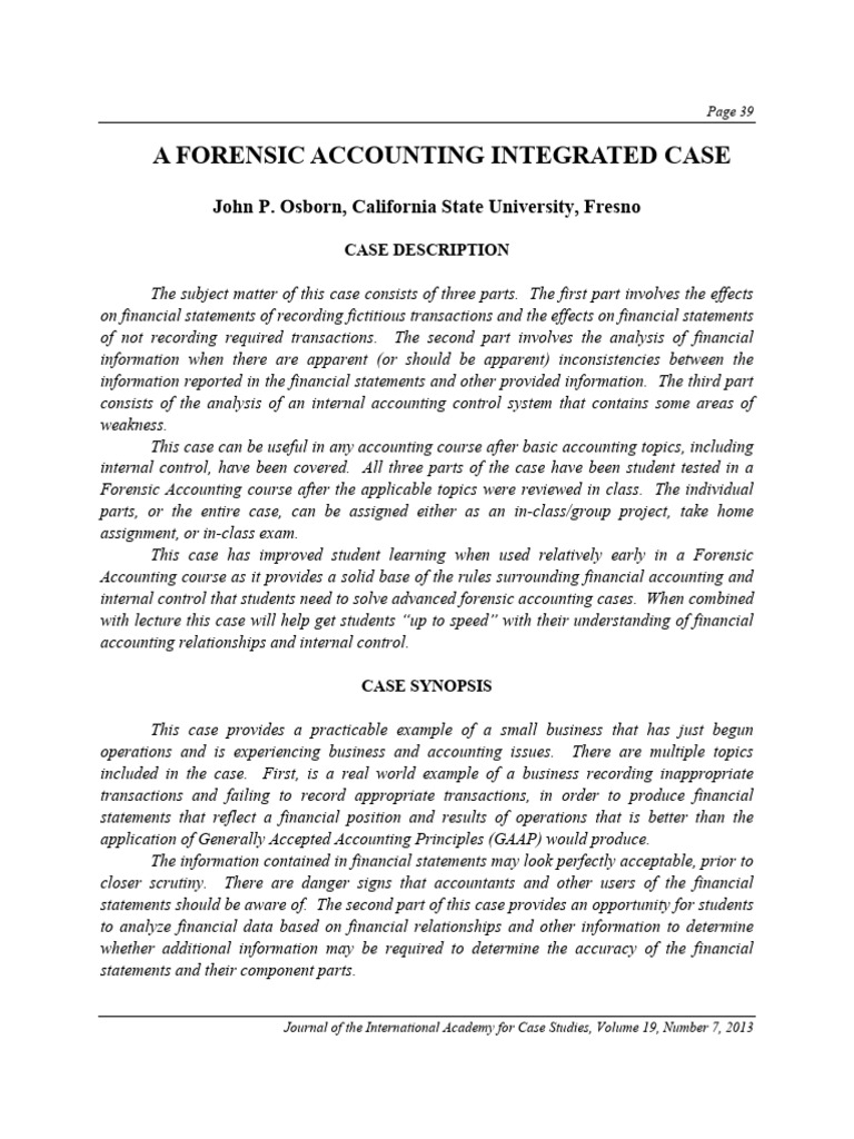 A Forensic Accounting Integrated Case | PDF | Expense | Income