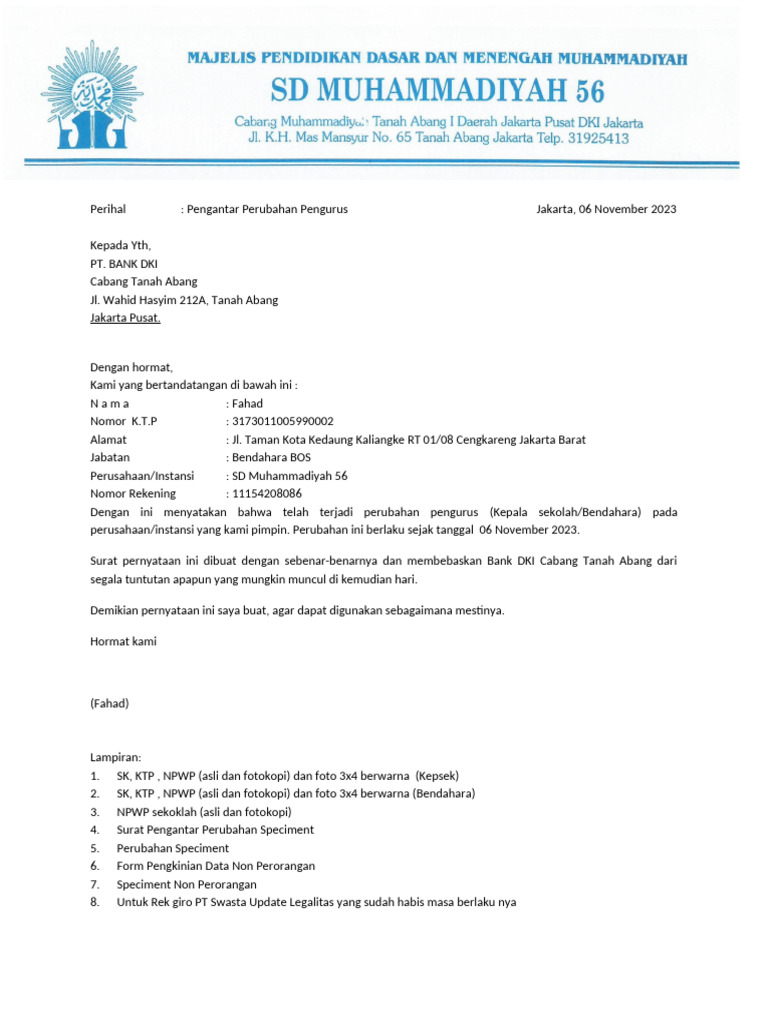 Syarat Perubahan Speciment | PDF