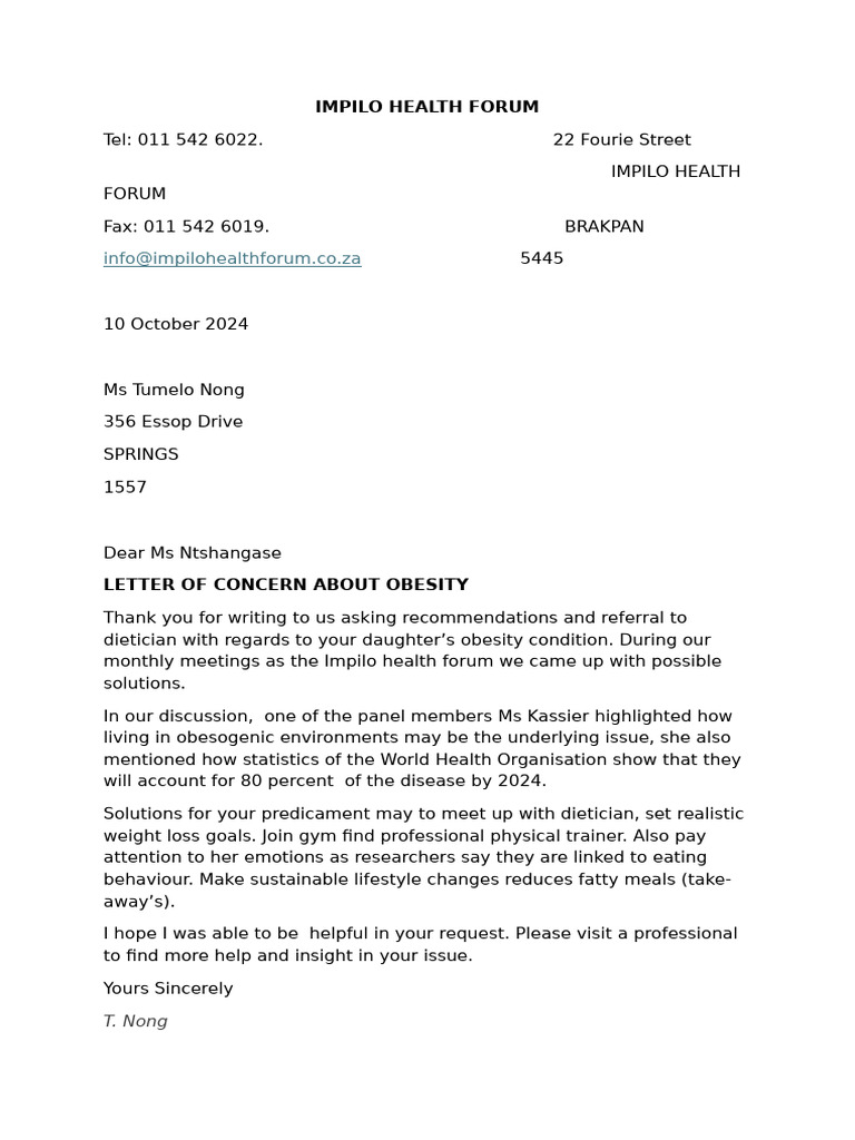 Letter of Concern | PDF