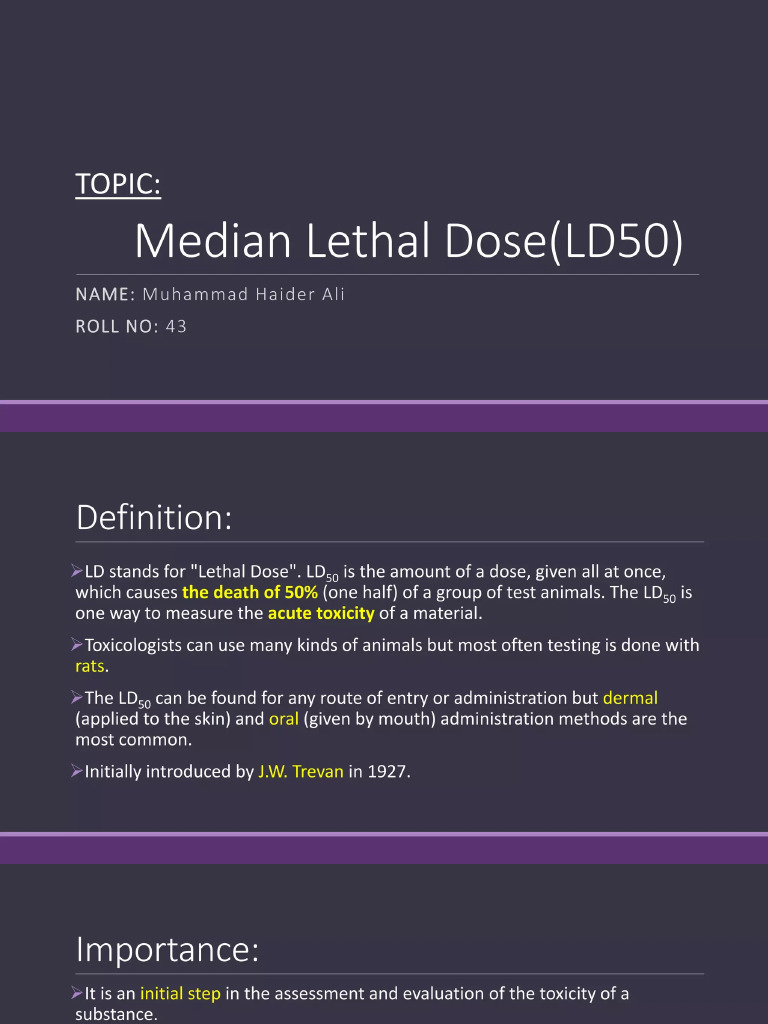 Median Lethal Doseld50pptx | PDF