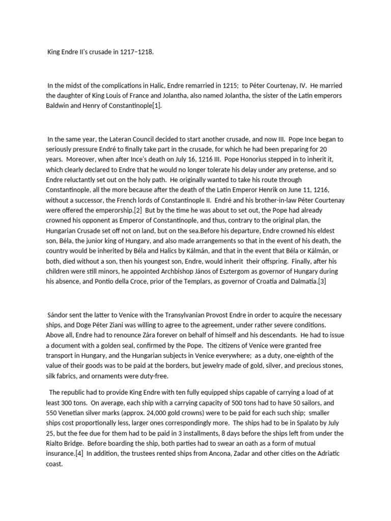 King Endre II's Crusade in 1217-1218 | PDF | Crusades | Republic Of Venice