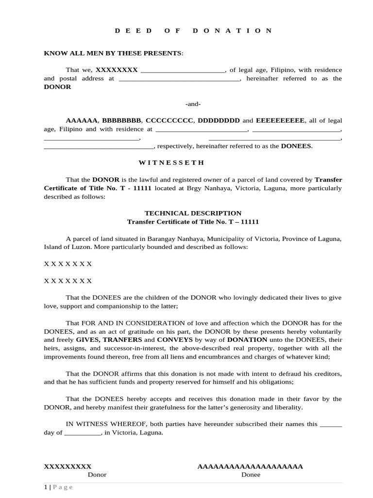 Deed of Donation | PDF | Environmental Law | Law And Economics