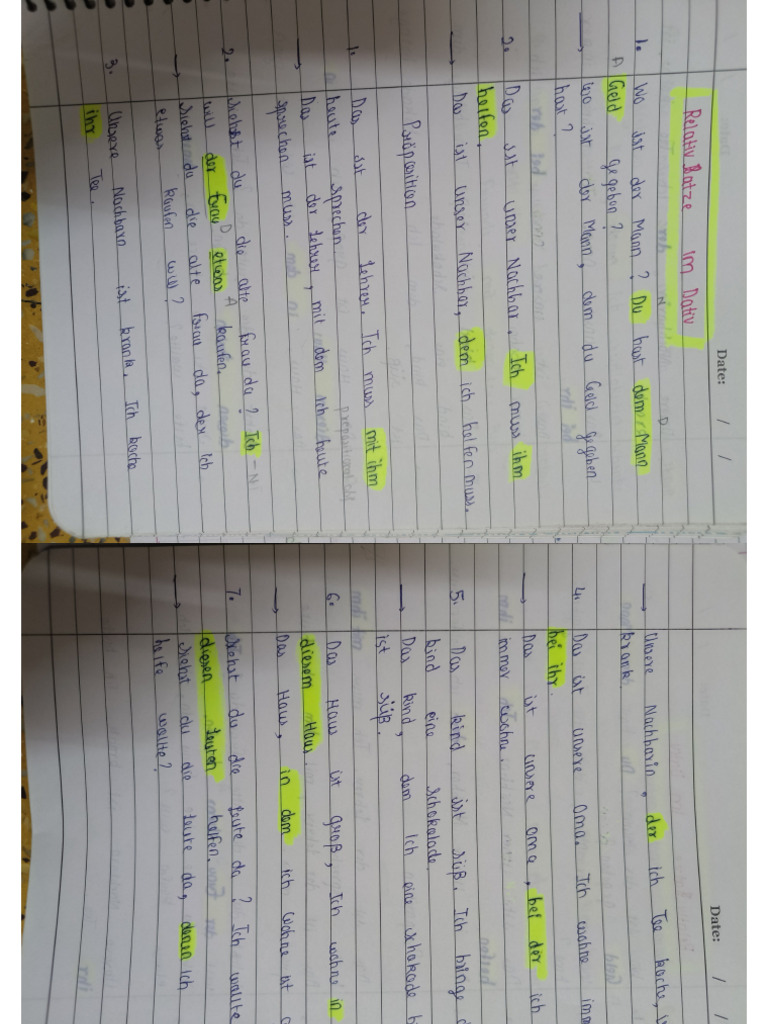 Relativ Satze Im Dativ | PDF