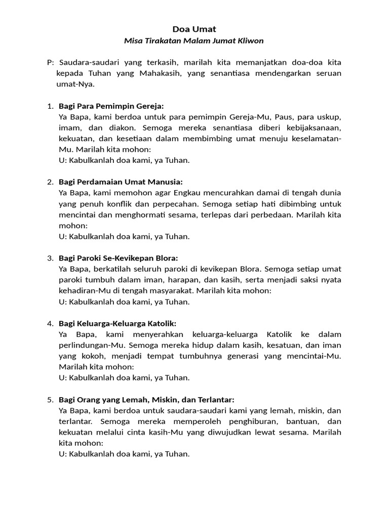 Doa Umat | PDF