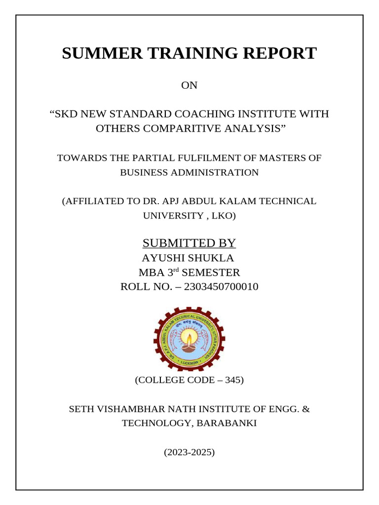 Summer Training Report | PDF | Curriculum | Educational Technology