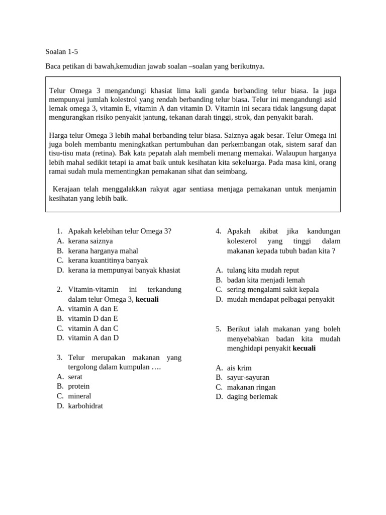 Soalan Petikan Tahun 4 | PDF