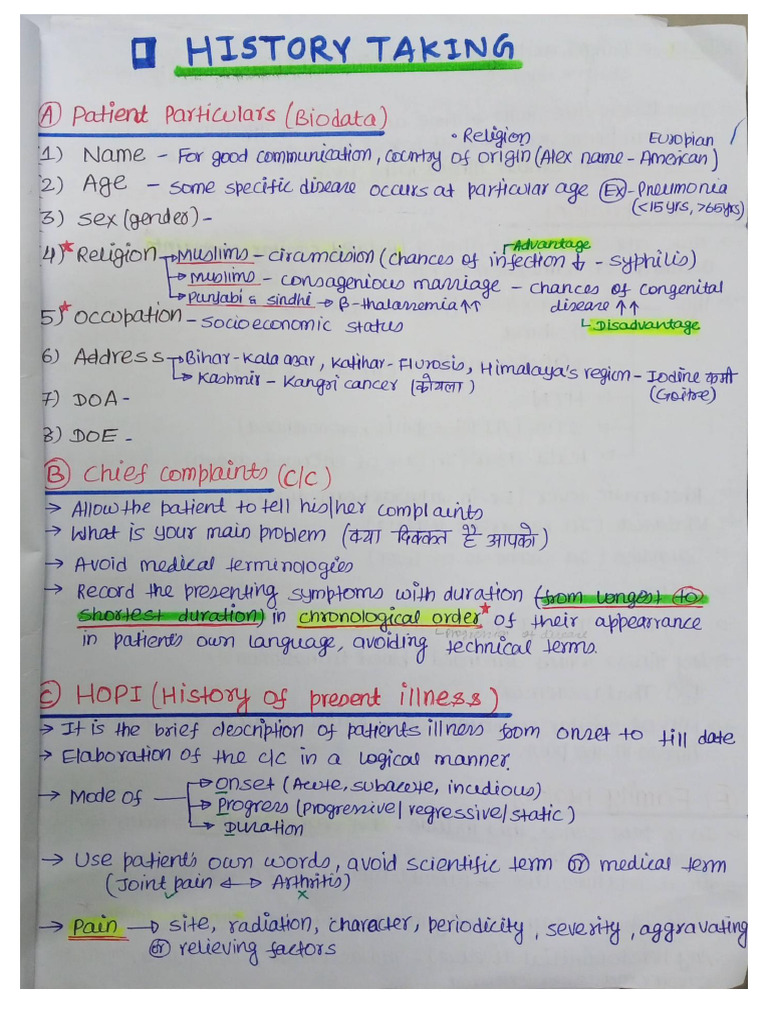 #Medicine - History Taking.4 TH Year | PDF