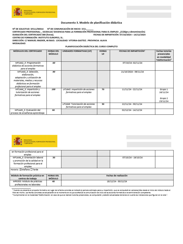 Planificacion-Didactica SSCE0110 | PDF | Desarrollo profesional