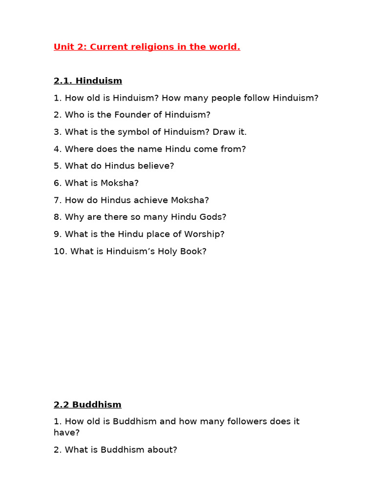 Unit 2 - Current Religions in the world | PDF