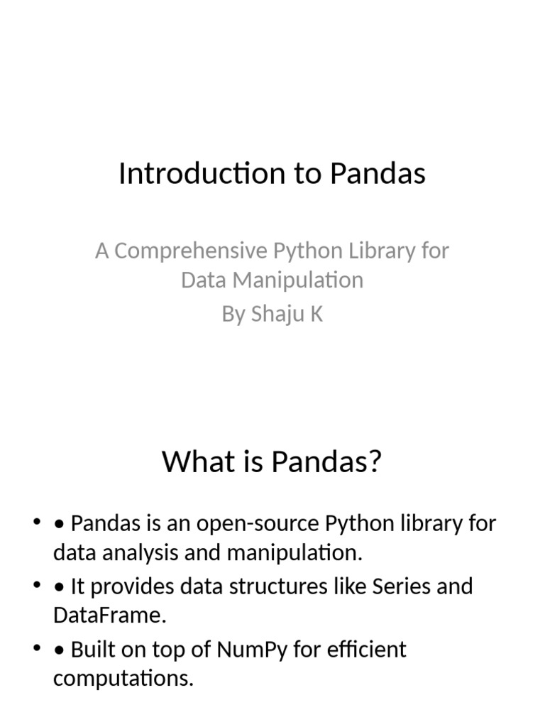 Pandas Presentation | PDF