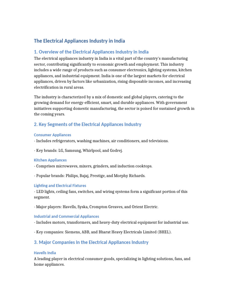 Electrical_Appliances_Industry_in_India | PDF | Home Appliance ...