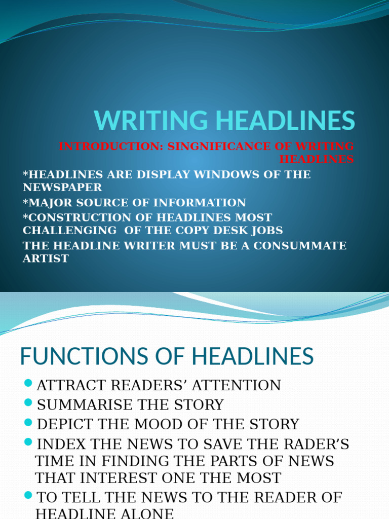 writing-headlines | PDF | News | Typography
