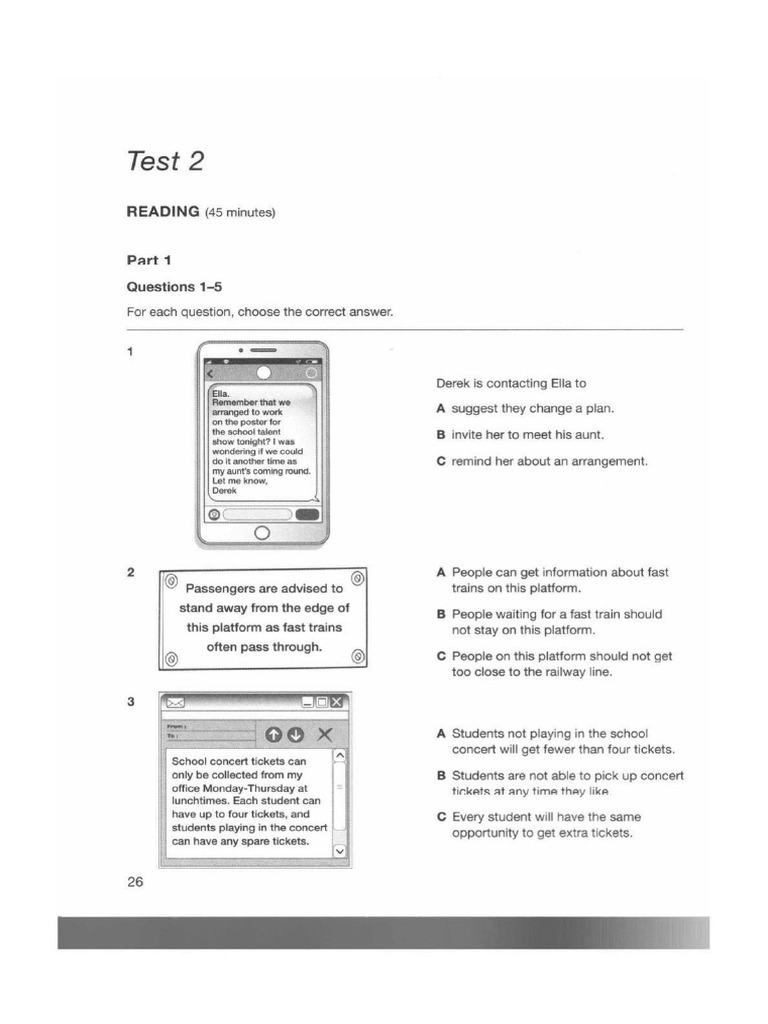 B1 Preliminary for Schools - Test 2 - Reading | PDF