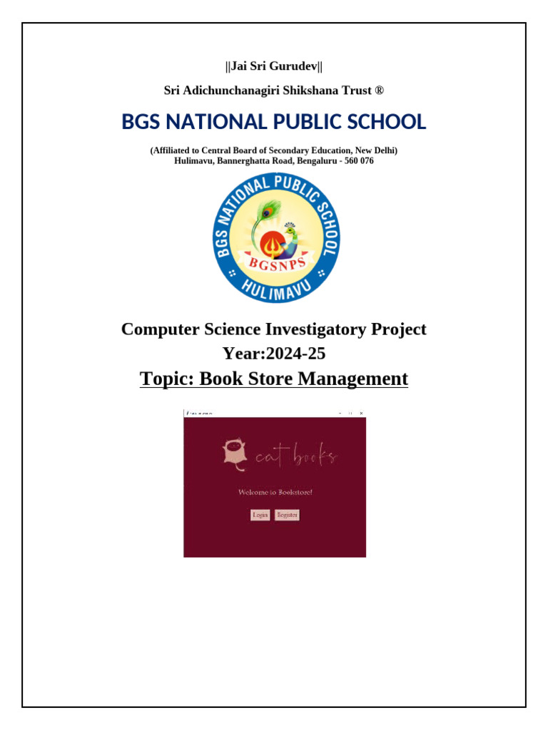 Bookstore Management - Project Report 2024-25 | PDF | Databases ...