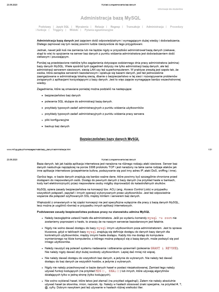 6 Administracja Baza Danych | PDF