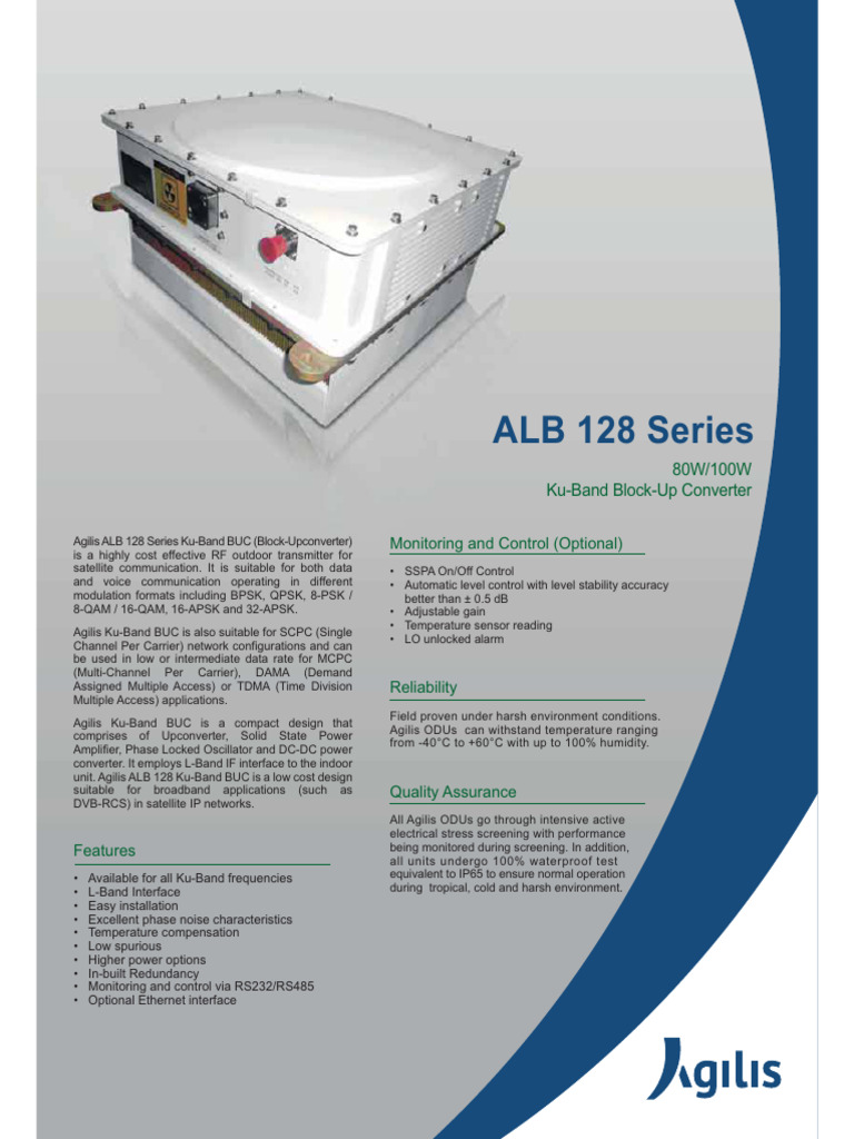 Agilis-Satcom-ALB128-100W-Ku-Band-Block-Upconverter | PDF | Radio ...