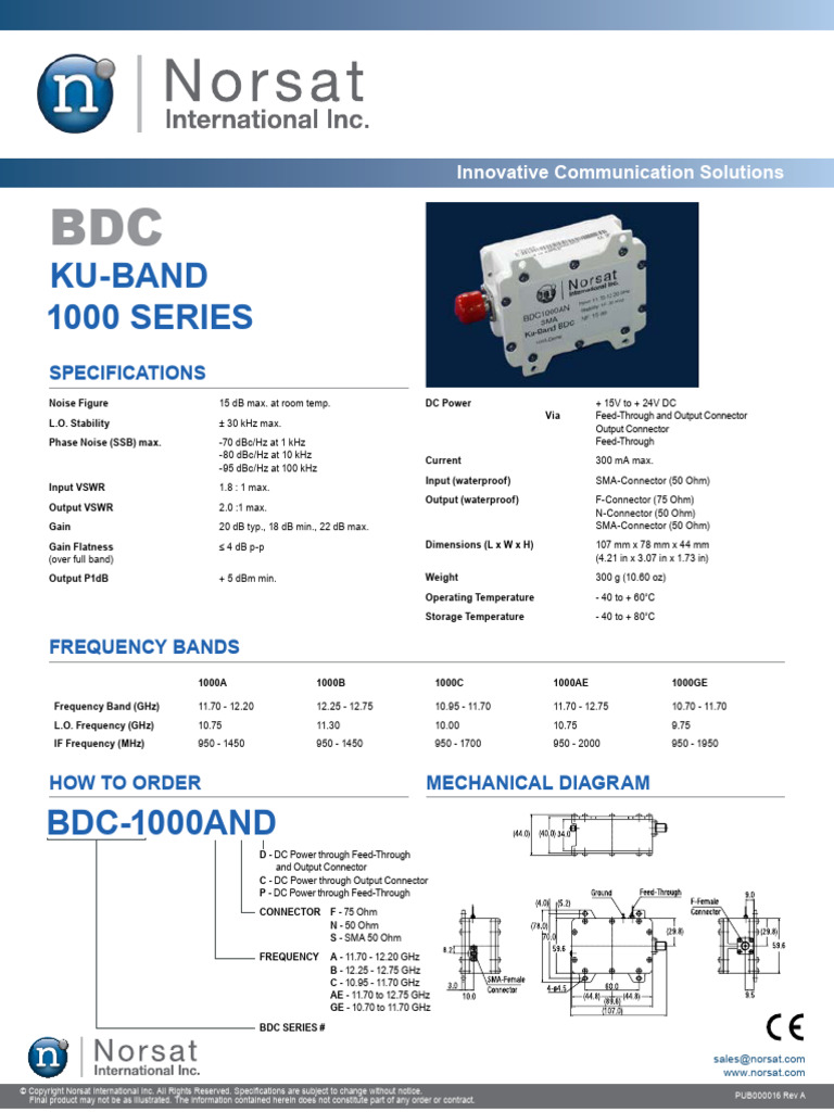 BDC-1000-Spec-Sheet | PDF | Sound | Electronics