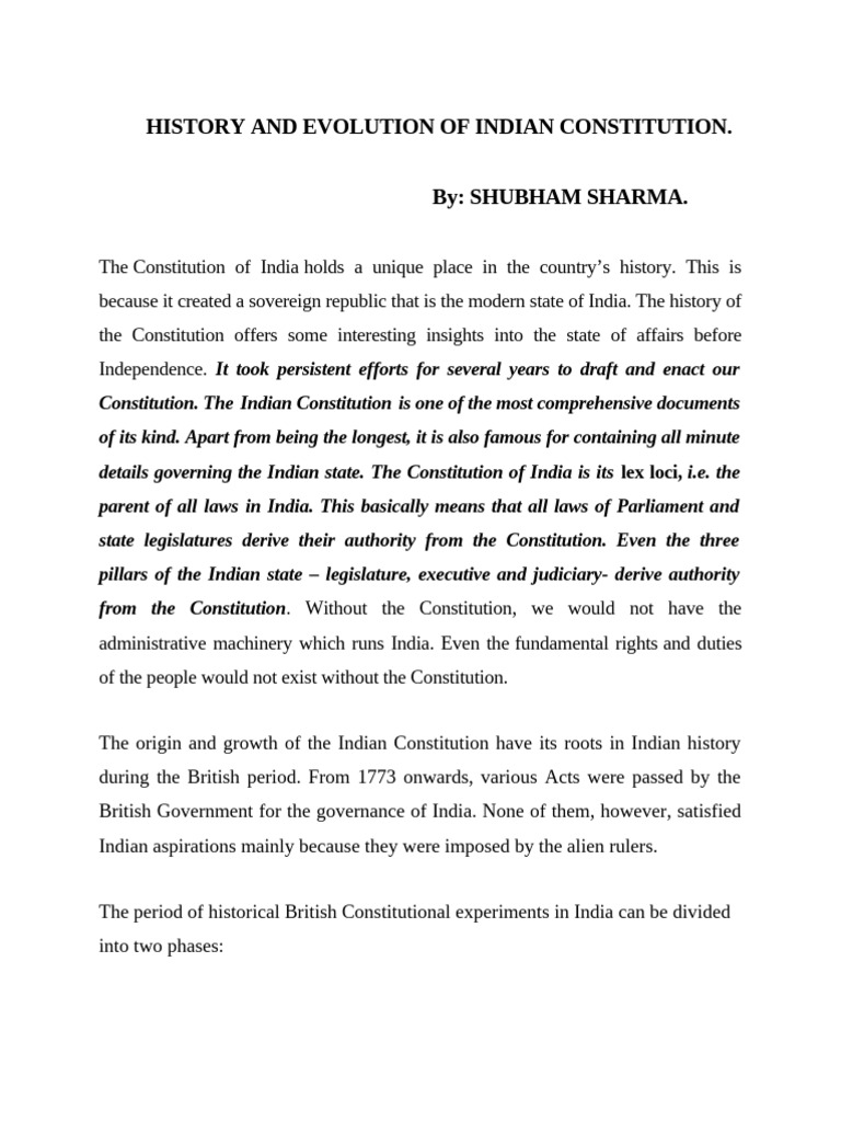 History and Evolution of Indian Constitution Notes 2 Unit 2. | PDF ...