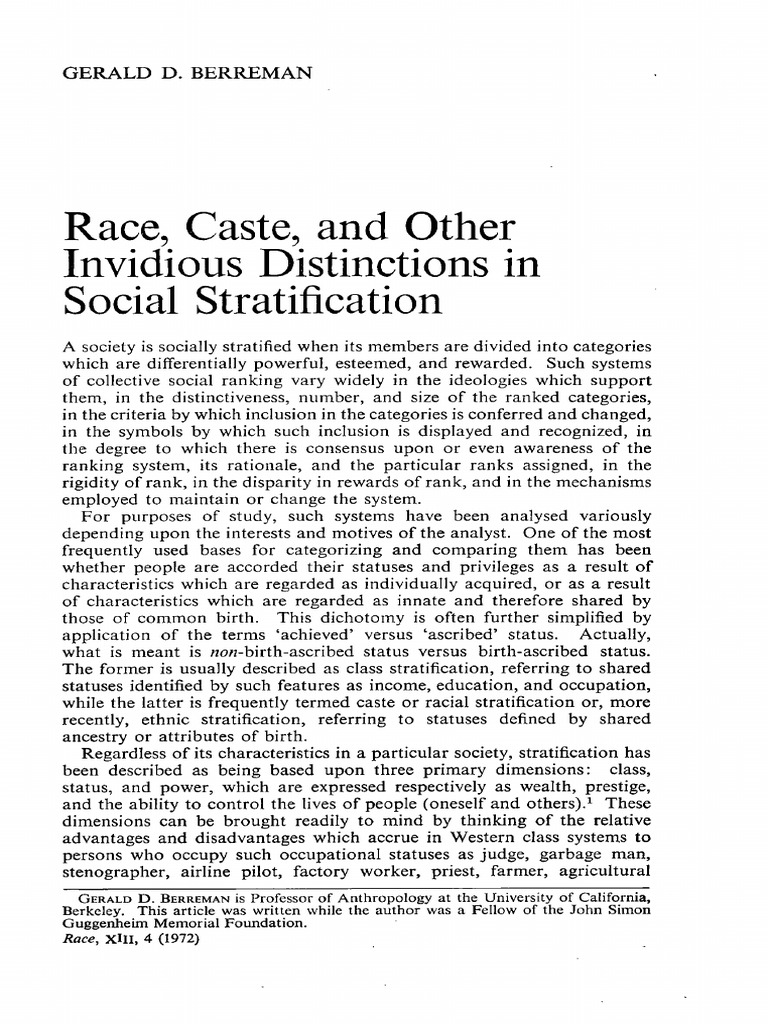 02 Race, Caste, and Other Invidious Distinctions | PDF | Race (Human ...