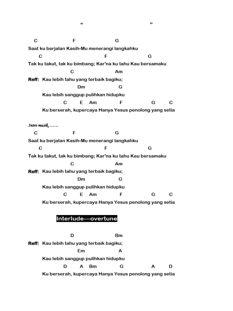 Chord dan Lirik Penolong yang Setia | PDF