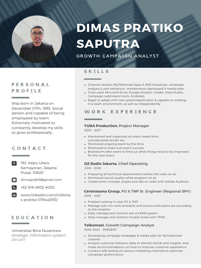 CV Dimas Pratiko Saputra 2023-1 | PDF | Computing | Information Technology Management
