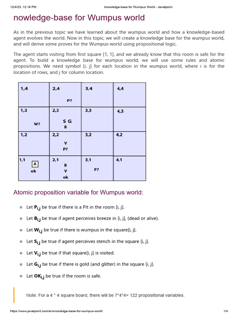 Wumpus World Knowledge Base Guide | PDF | Formalism (Deductive) | Metalogic