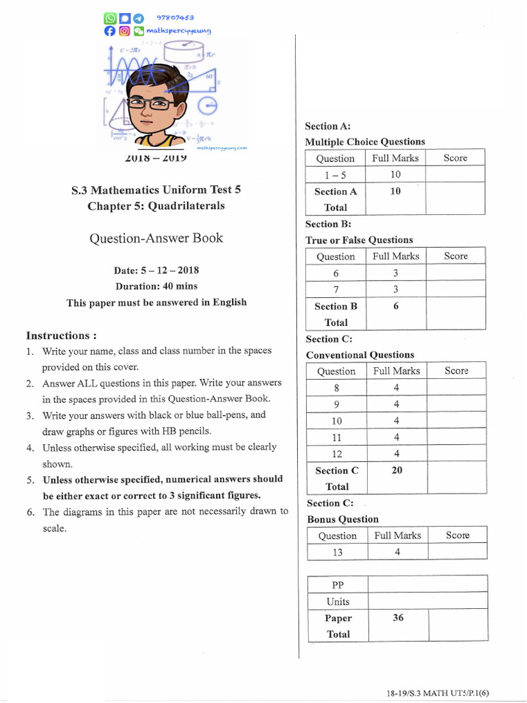 T5 Quadrilaterals Ans | PDF