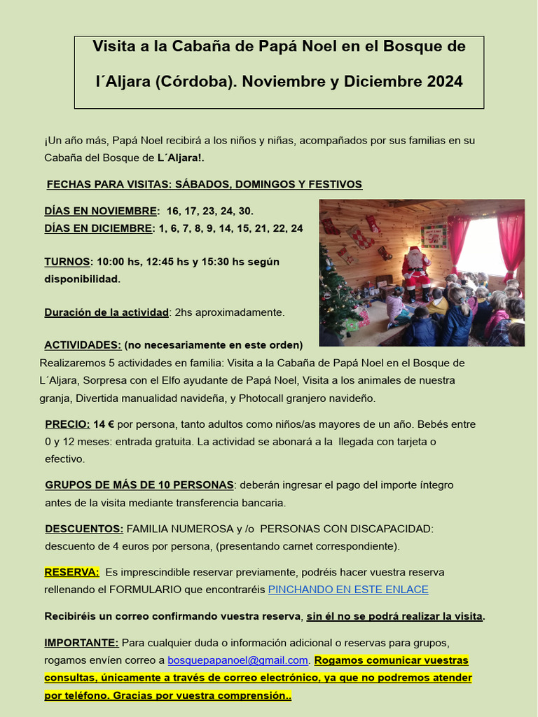 Visita a la Cabaña de Papá Noel 2024 | PDF