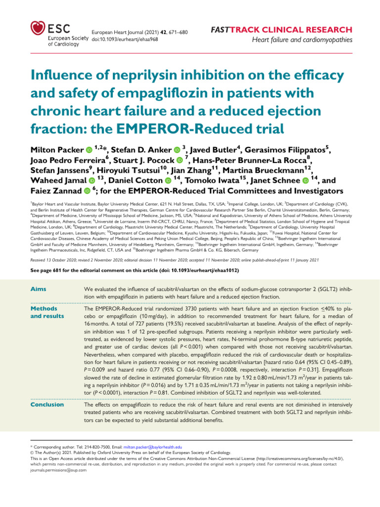 Emperor Reduced | PDF | Heart Failure | Clinical Medicine