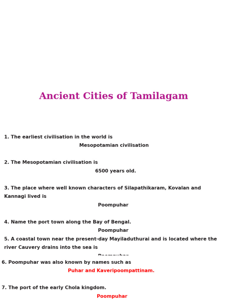 Poompuhar: Ancient Tamil Port City | PDF | South India | Tamils
