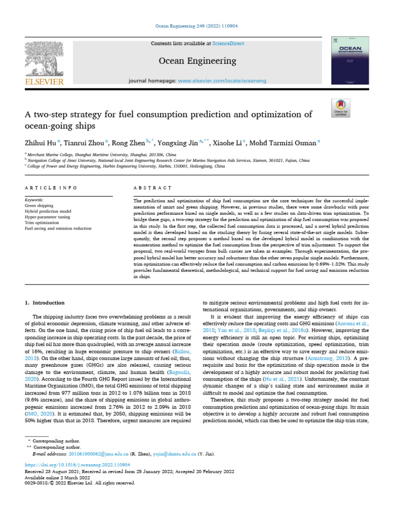 A Two-Step Strategy For Fuel Consumption Prediction and Optimization of ...