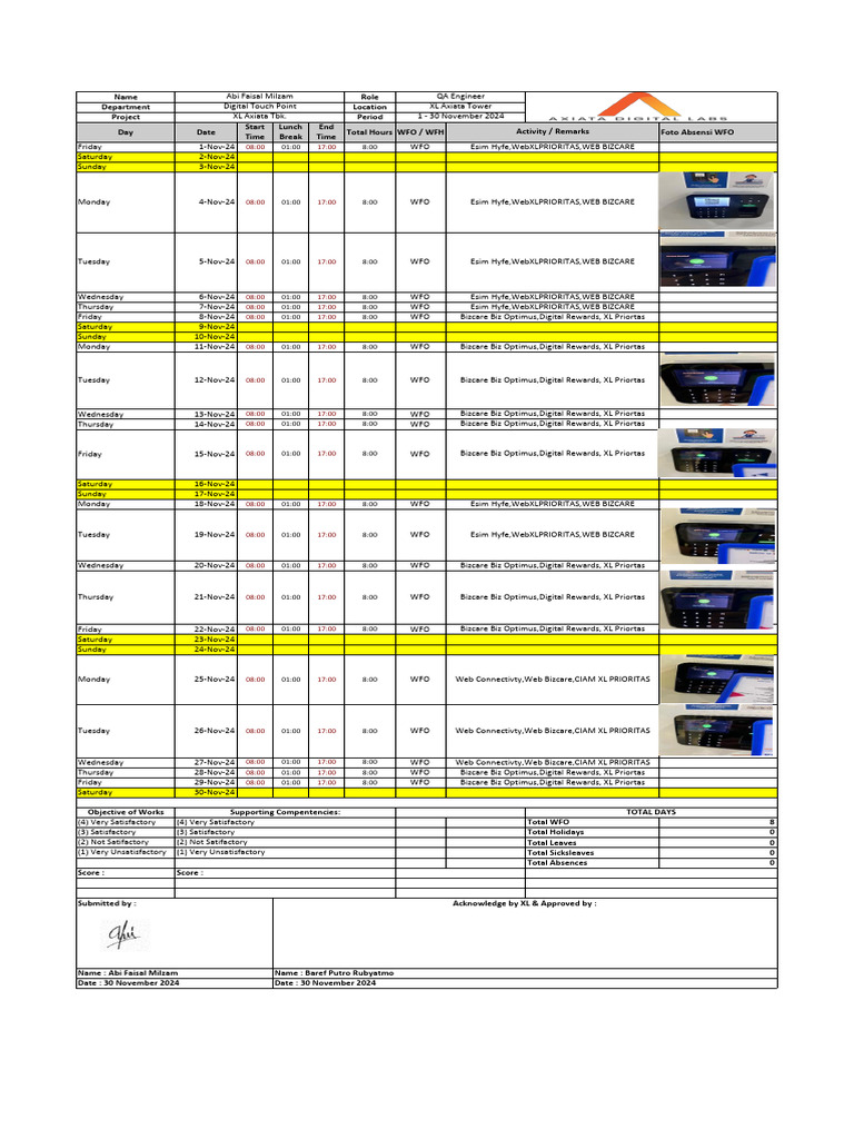 November 2024 Work Hours Report | PDF