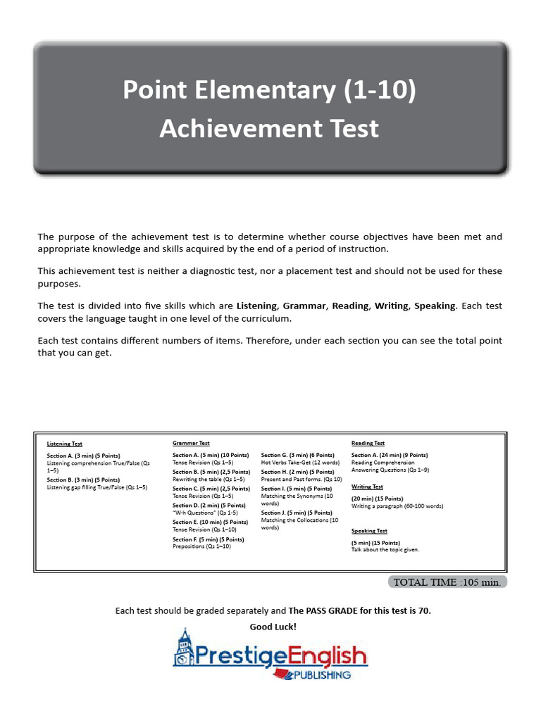 Point Elementary Achievement Test Guide | PDF | San Francisco | Adjective