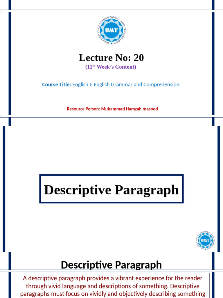 Descriptive Paragraph | PDF