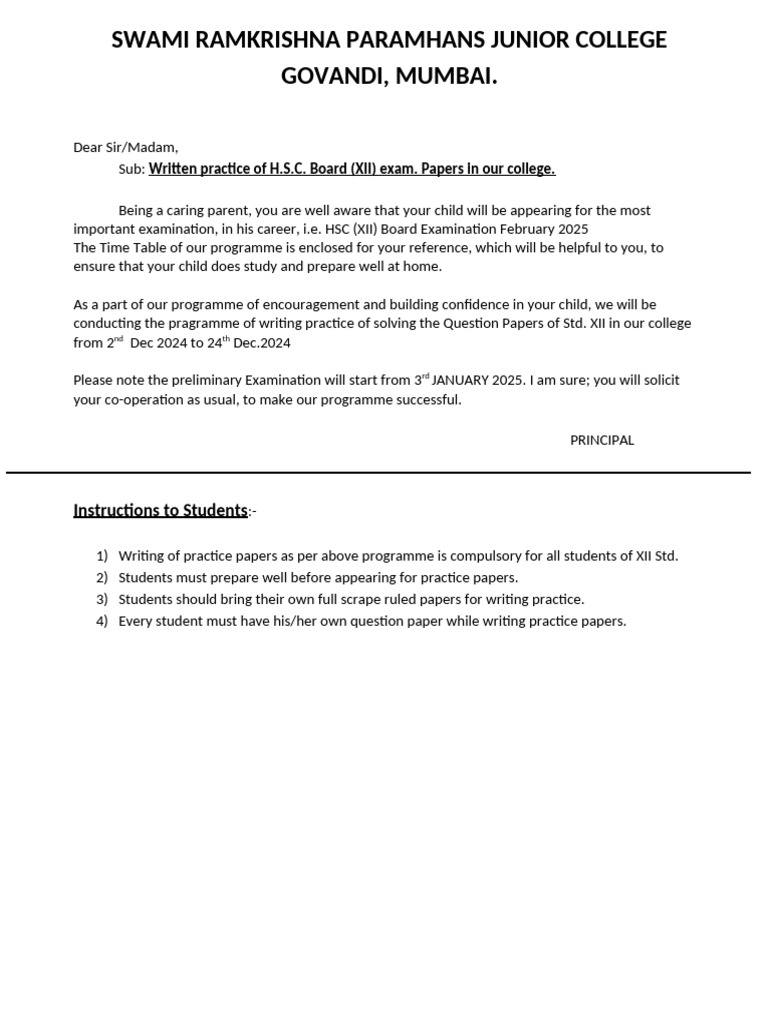 Practice Paper Writing Letter | PDF
