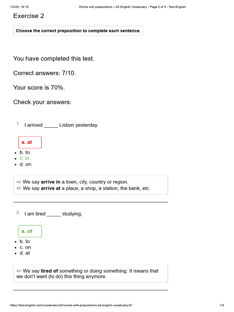 Words With Prepositions – A2 English Vocabulary - Page 2 of 4 - Test ...