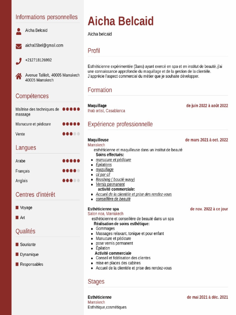 CV-Aicha -Belcaid 3 | PDF