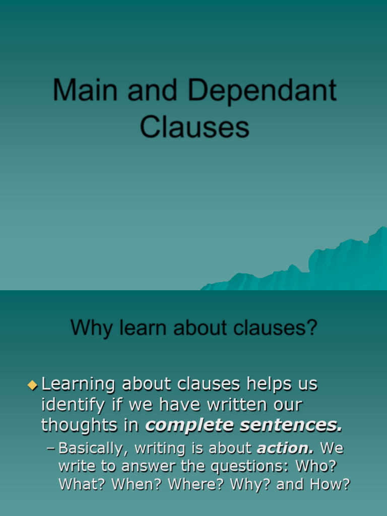 Understanding Main and Dependent Clauses | PDF