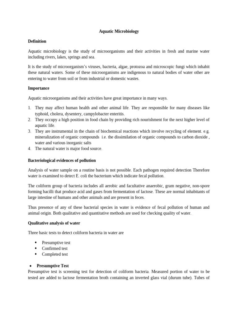 Aquatic Microbiology | PDF | Bacteria | Microbiology