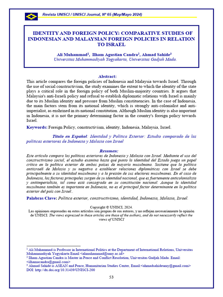 Identity and Foreign Policy: Comparative Studies of Indonesian and ...