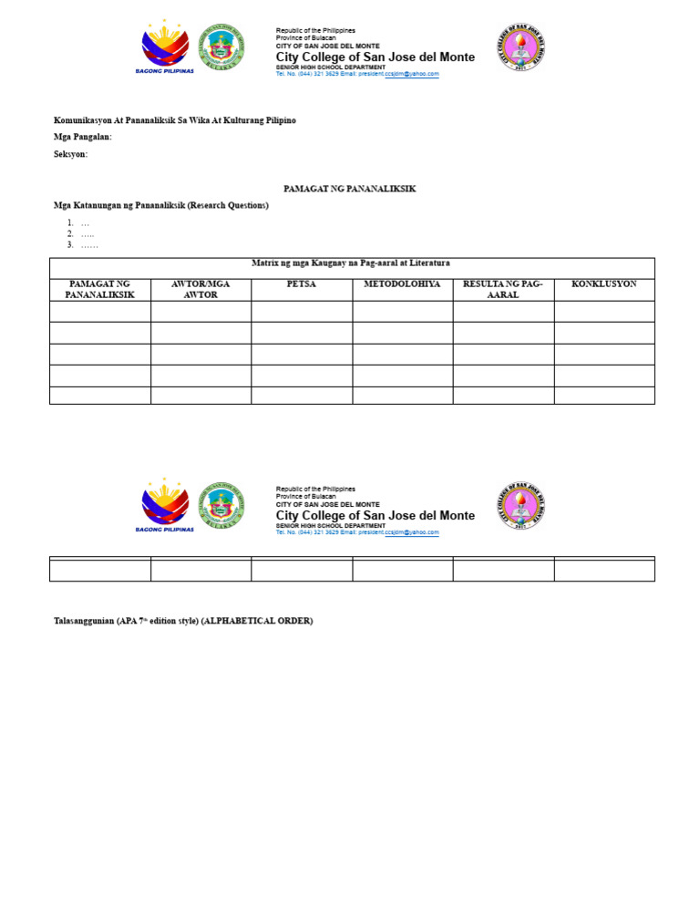 RRL Matrix KPWKP | PDF