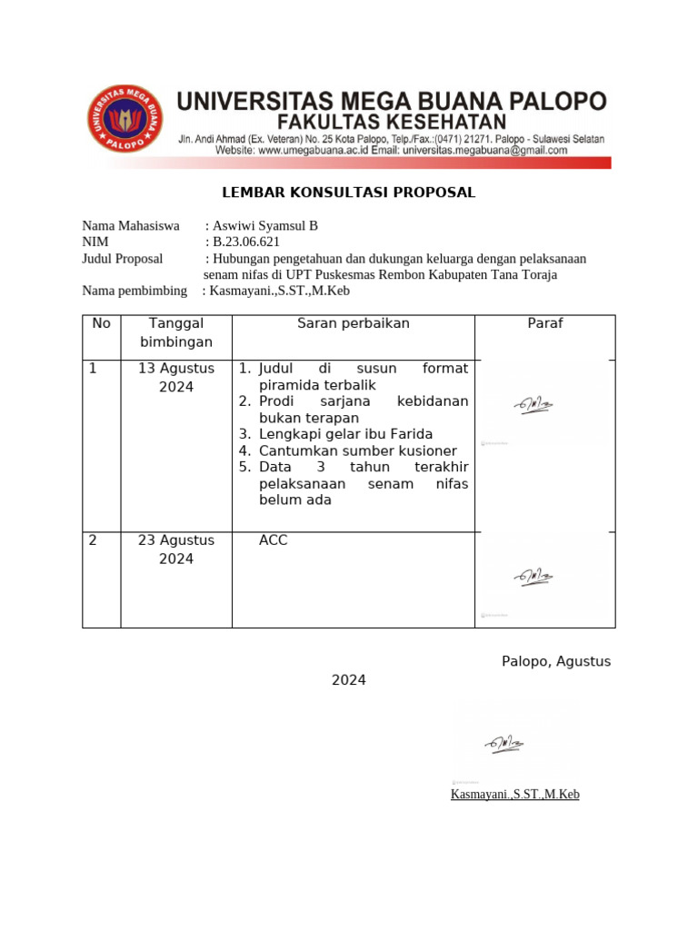 Lembar Konsultasi Israwati Fix | PDF