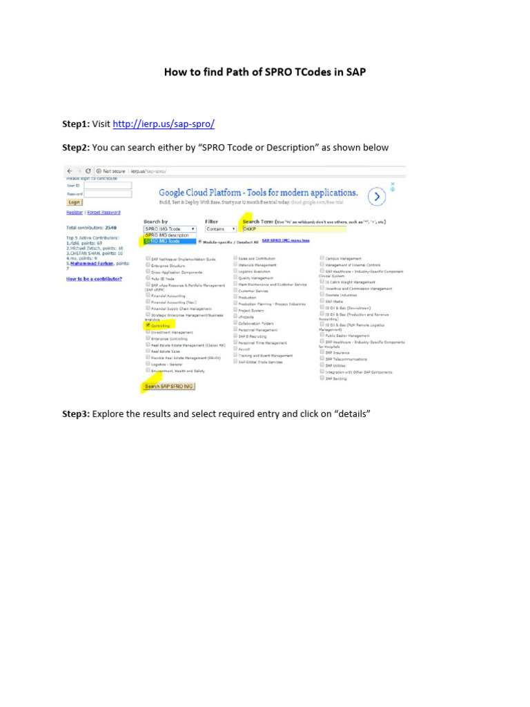 How To Find Path of SPRO TCodes in SAP | PDF
