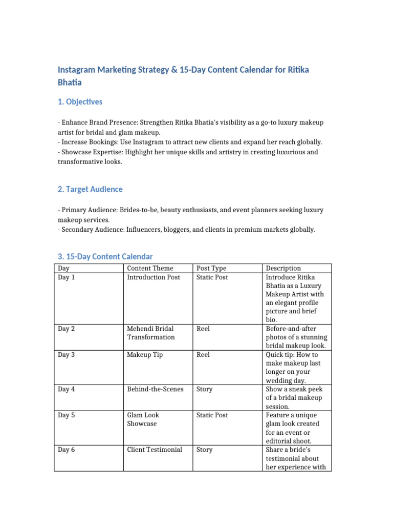 Ritika_Bhatia_Instagram_Strategy | PDF | Bride | Mass Media