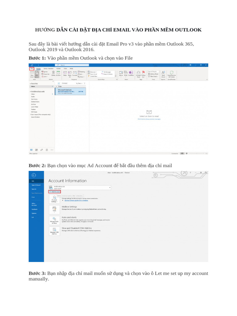 DONGALOGISTICS - Huong Dan Cai Dat Dia Chi Email Vao Phan Mem Outlook | PDF