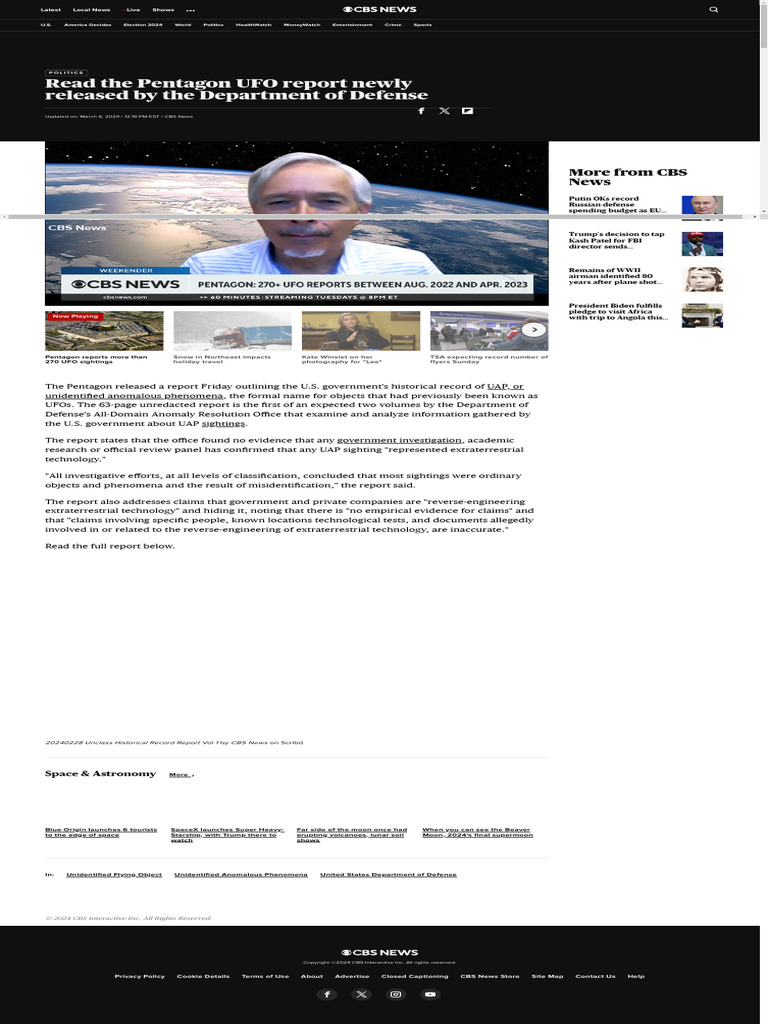 UFO report newly released | PDF | Unidentified Flying Object