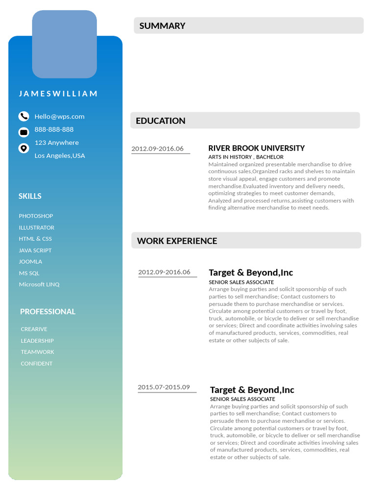 Creative Resume For Graduates-WPS Office | PDF