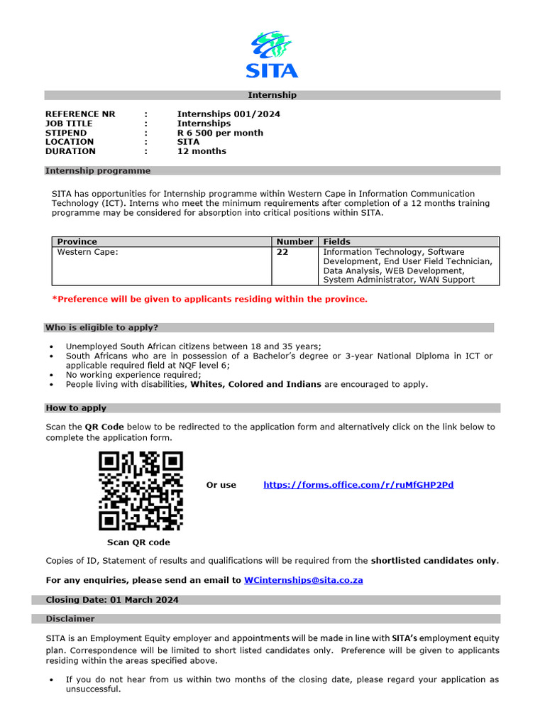 Internship Advert 2024-25 WC | PDF | Computing